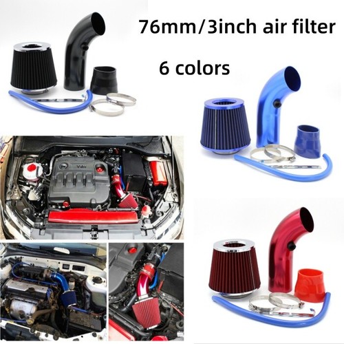3" Universal Car Cold Air Intake Kit FilterInduction Pipe Power Flow ...