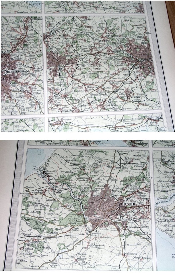 1922 VINTAGE MAP OF MANCHESTER BIRMINGHAM LIVERPOOL BRISTOL GLASGOW ...