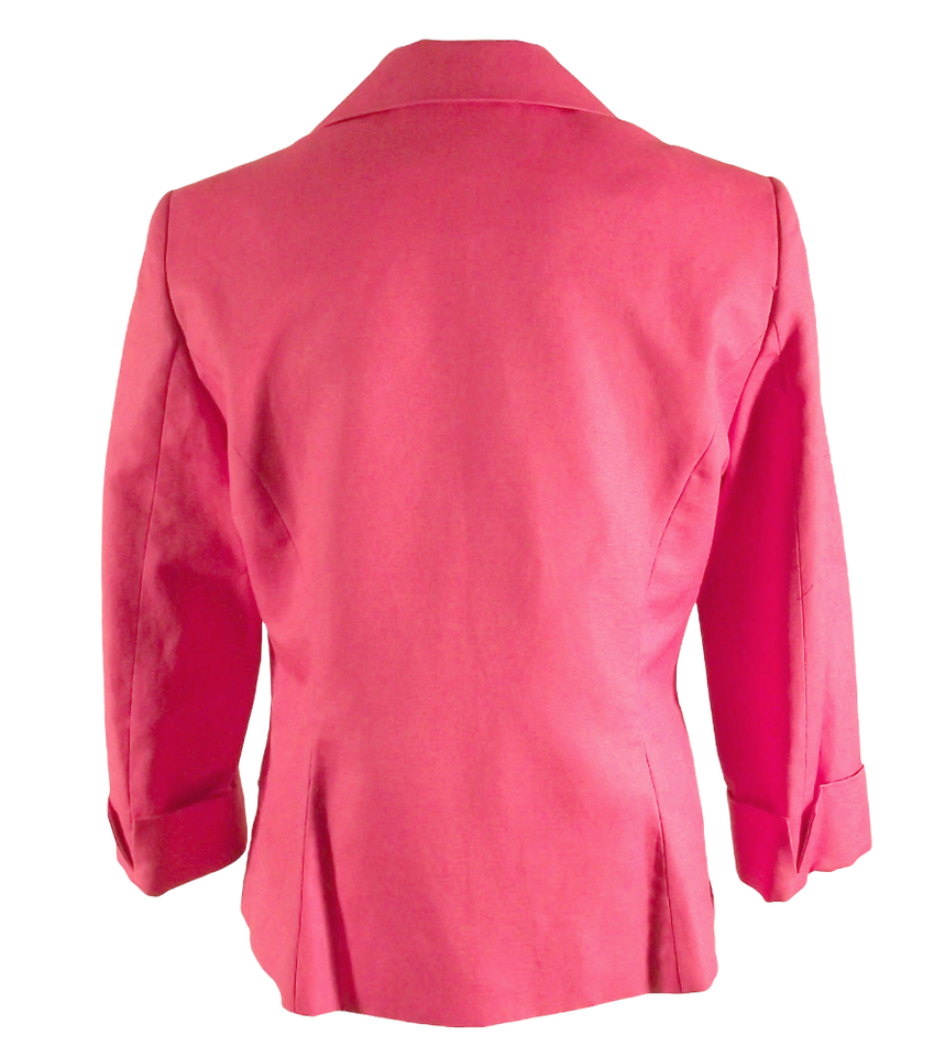 NWOT Anne Klein Coral Linen Cotton Blend Jacket 3/4 Length Cuffed ...