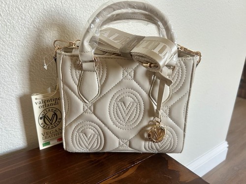Valentino Bone White Quilted Handbag w/ Top Handle & Shoulder Strap NWT ...