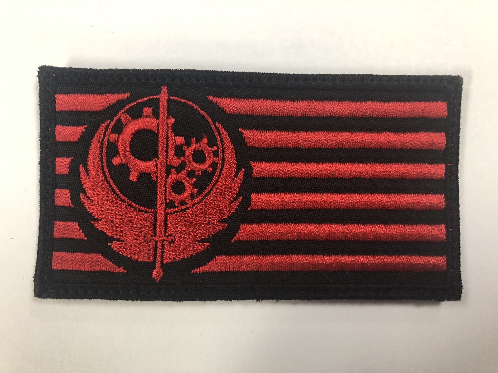 Fallout 4 Brotherhood Of Steel Flag Patch Embroidered Black With Hook ...