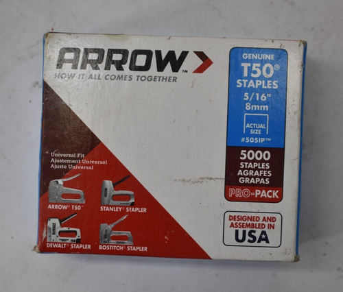 Arrow T50 Staples Genuine OEM 5000 Pack 5/16" Pro Pack 505IP 18 Gauge ...