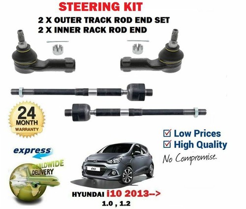 FOR HYUNDAI i10 2013-> 2X OUTER + 2X INNER STEERING TRACK RACK TIE ROD ...