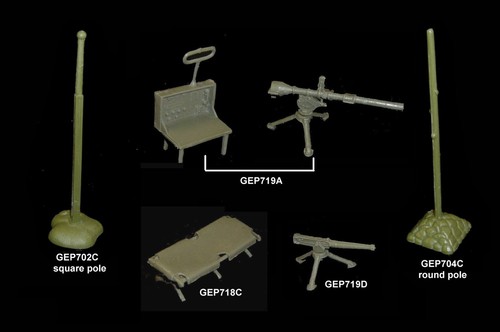 MARX WWII Battleground Playset accessories Radio Table Cot Recoiless ...