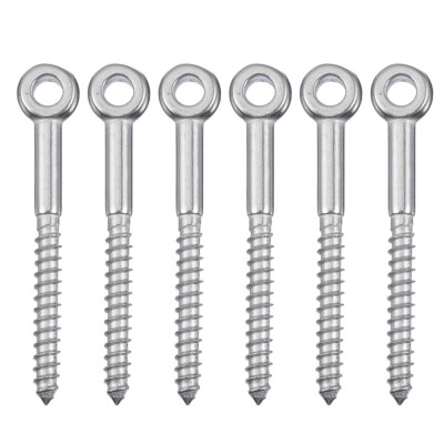 6 Pcs Eye Screws Wood Self Tapping Bolt Eyelet Heavy Duty Threaded ...