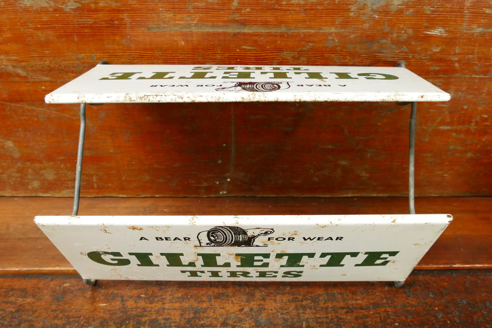 Vintage 1950s Original GILLETTE TIRES Metal Tire Diplay Stand Gas Oil ...