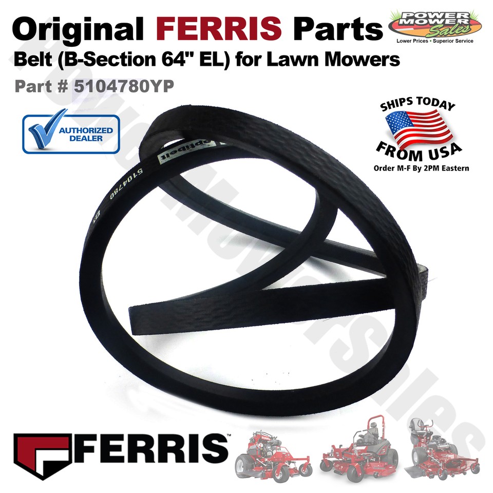 Genuine OEM Ferris Belt (B-Section 64" EL) for Lawn Mowers / 5104780YP ...
