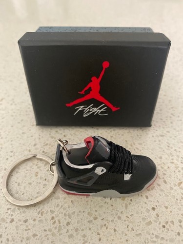 NIKE AIR JORDAN 4 RETRO-(BRED)-3D SNEAKER KEYCHAIN WITH BOX | eBay ...