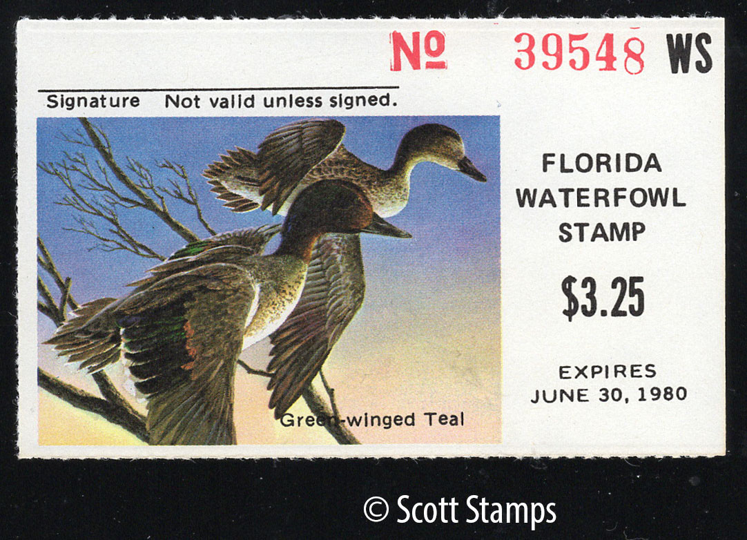 FL1 1979 Florida Duck Stamp - MNH - Green-winged Teal - Artist: Bob ...