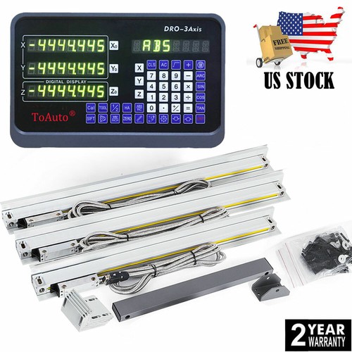 2 Axis 3 Axis DRO + Linear Scales Digital Readout Kit for Milling Lathe ...
