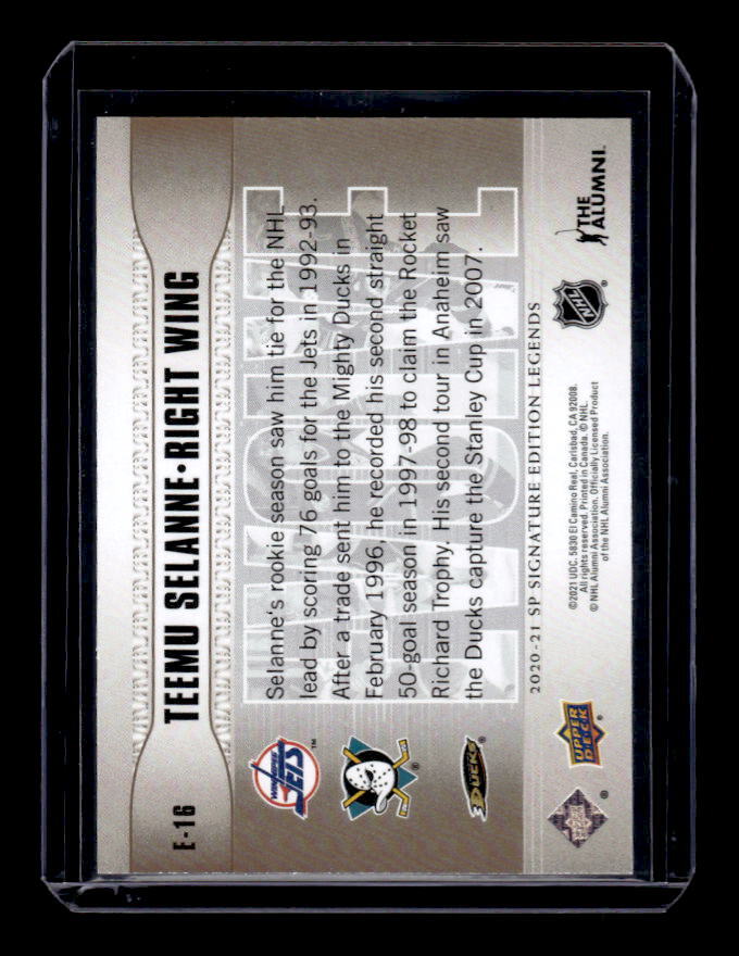 2020-21 SP Signature Legends Evolve Gold #E16 Teemu Selanne /99 - NM-MT ...