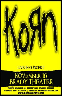 KORN "2012 TOUR" TULSA CONCERT POSTER - Nu/Alternative Metal Music | eBay