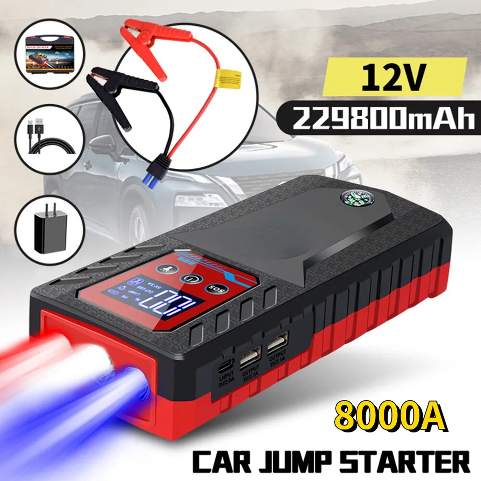 8000A Peak Car Jump Starter Booster Jumper Portable Power Bank Battery ...