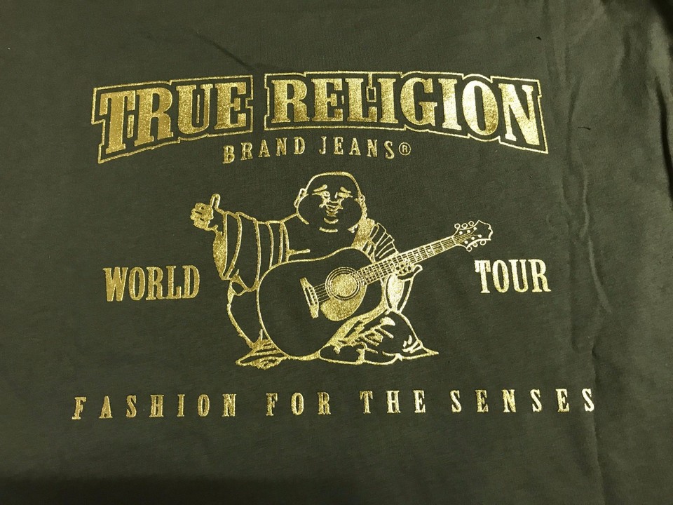 New! True Religion Brand Jeans Men's Gold Buddha Logo Horseshoe Tee T ...