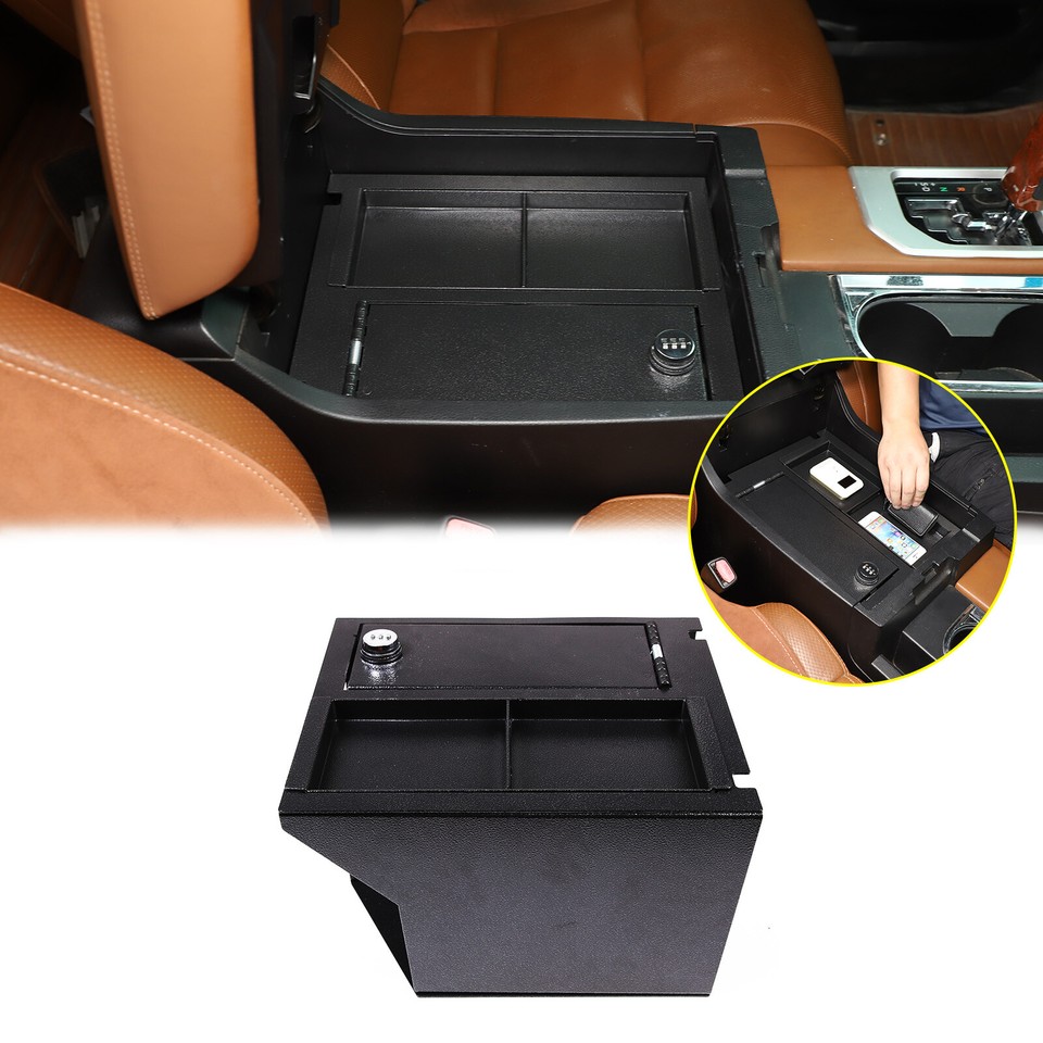 For TOYOTA Tundra 14-2020 2021 Center Console Safe GUN Storage Lock Box ...