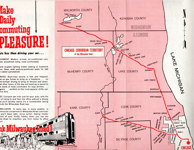 MILWAUKEE ROAD SUBURBAN SERVICE MAP - 10/1979 | eBay