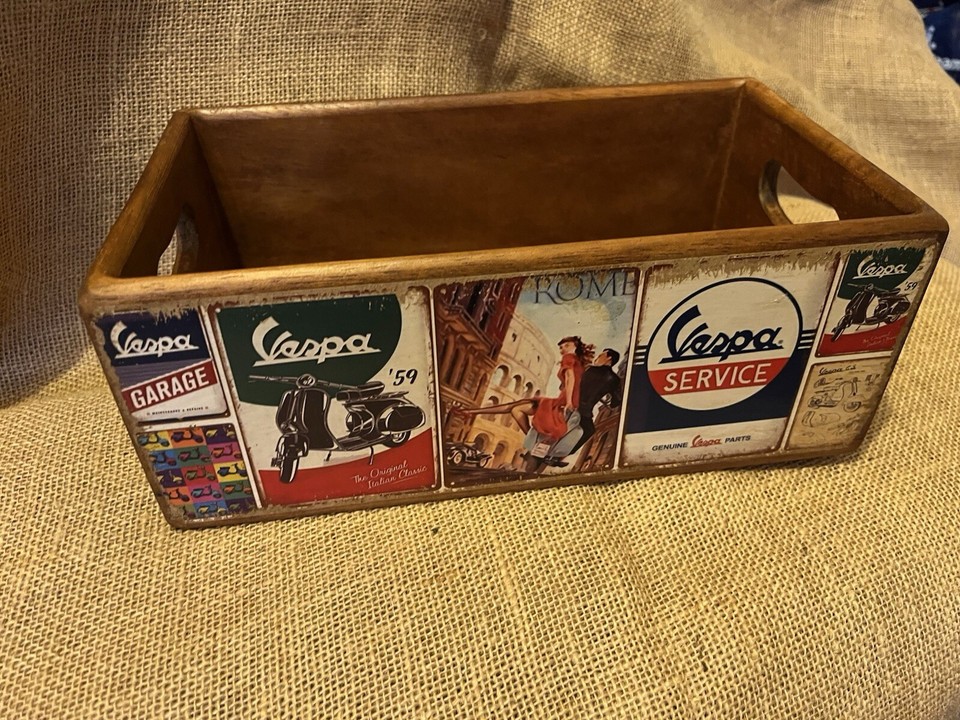 SET OF FIVE LAMBRETTA & VESPA STORAGE BOX CRATES MADE FROM RECLAIMED ...