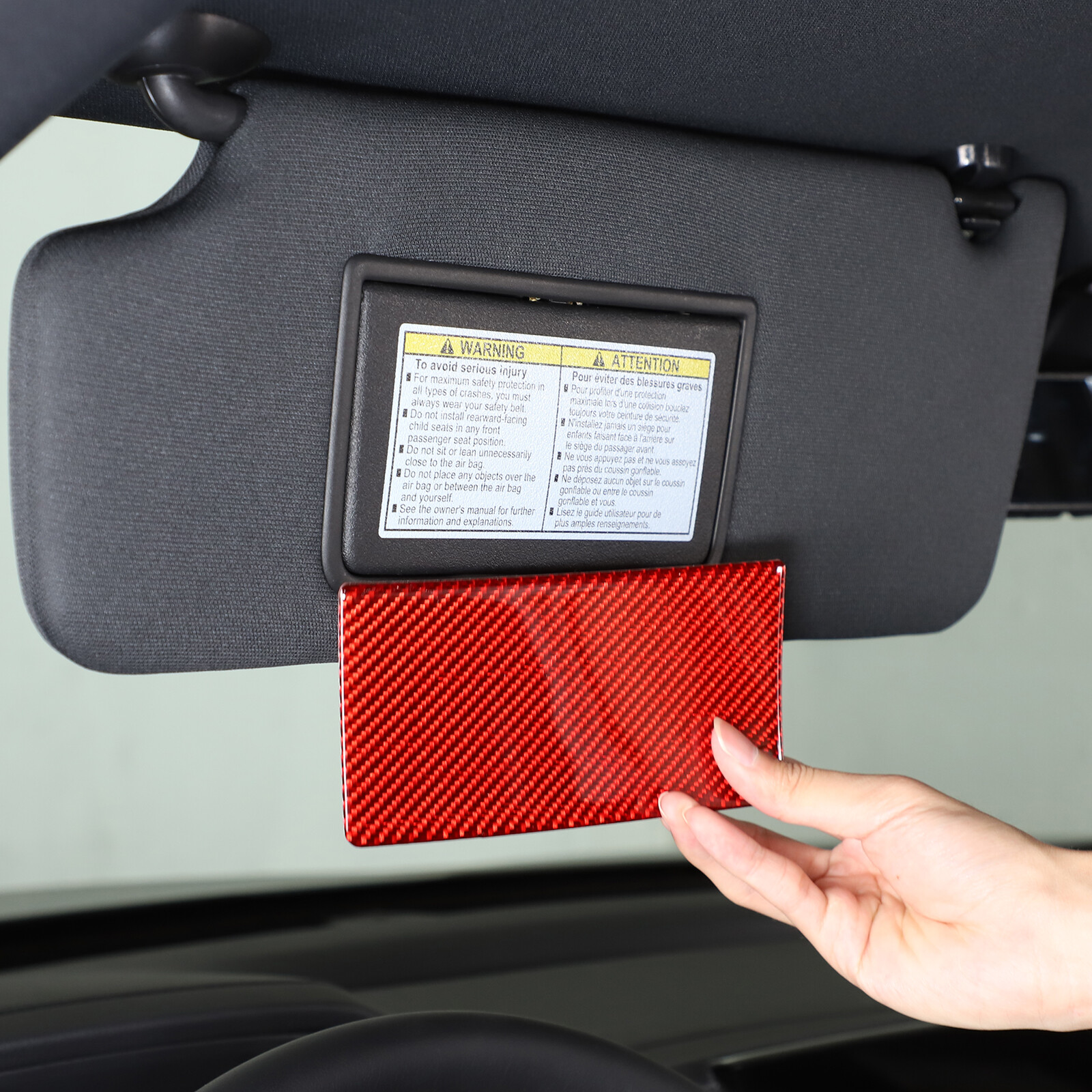 Red Carbon Fiber Sun visor Warning Label Trim Sticker For Honda Pilot ...