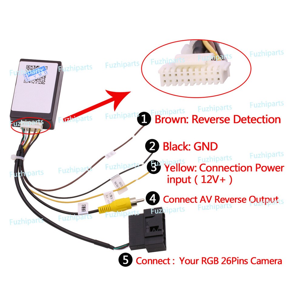For VW OEM Original Backup RGB Camera to CVBS Converter Adapter Wire ...