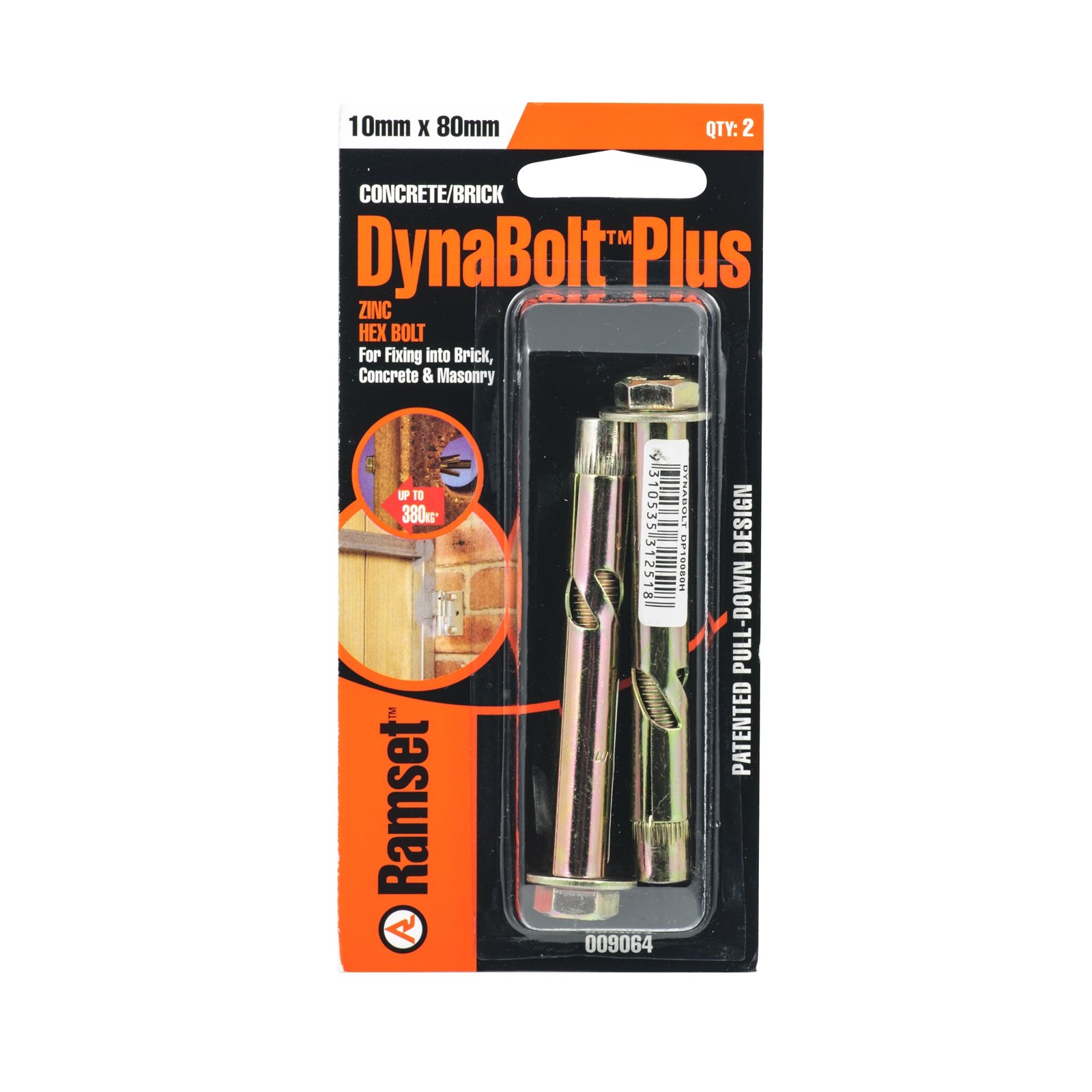 2x Ramset DYNABOLT PLUS HEAVY DUTY HEX BOLT 2Pcs *Aust Brand- 10x45mm ...