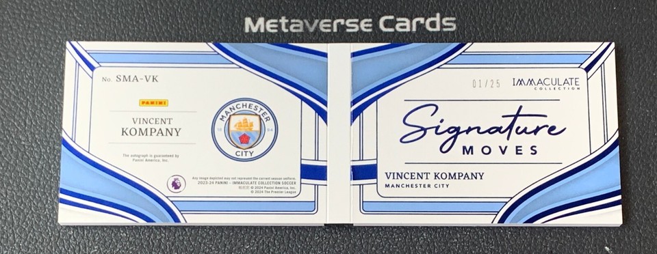 2023-24 Immaculate Vincent Kompany Signature Moves Auto Booklet ...