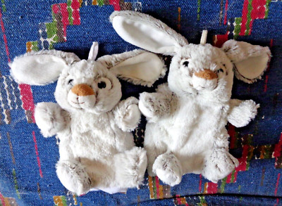 1PA/ 2 DOUDOU RODA RODADOU MARIONNETTE LAPIN BLANC GRIS CHINE NEZ BEIGE ...