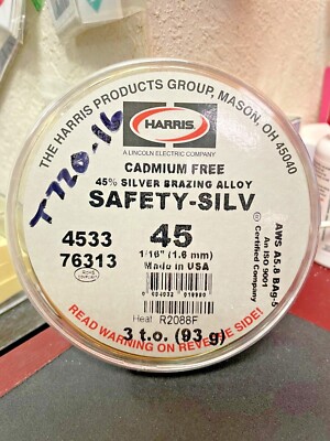 Harris, Silver Brazing Alloy, 45% Silver, 1/16, 3 Troy Ounce, 93g ...
