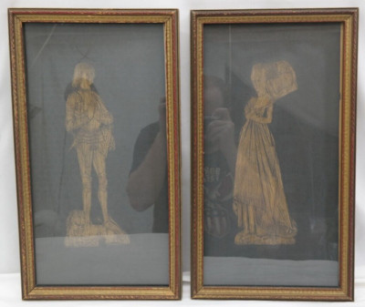 Vintage Large Pair of Framed Brass Rubbings Knight & Lady Set of 2 VY ...