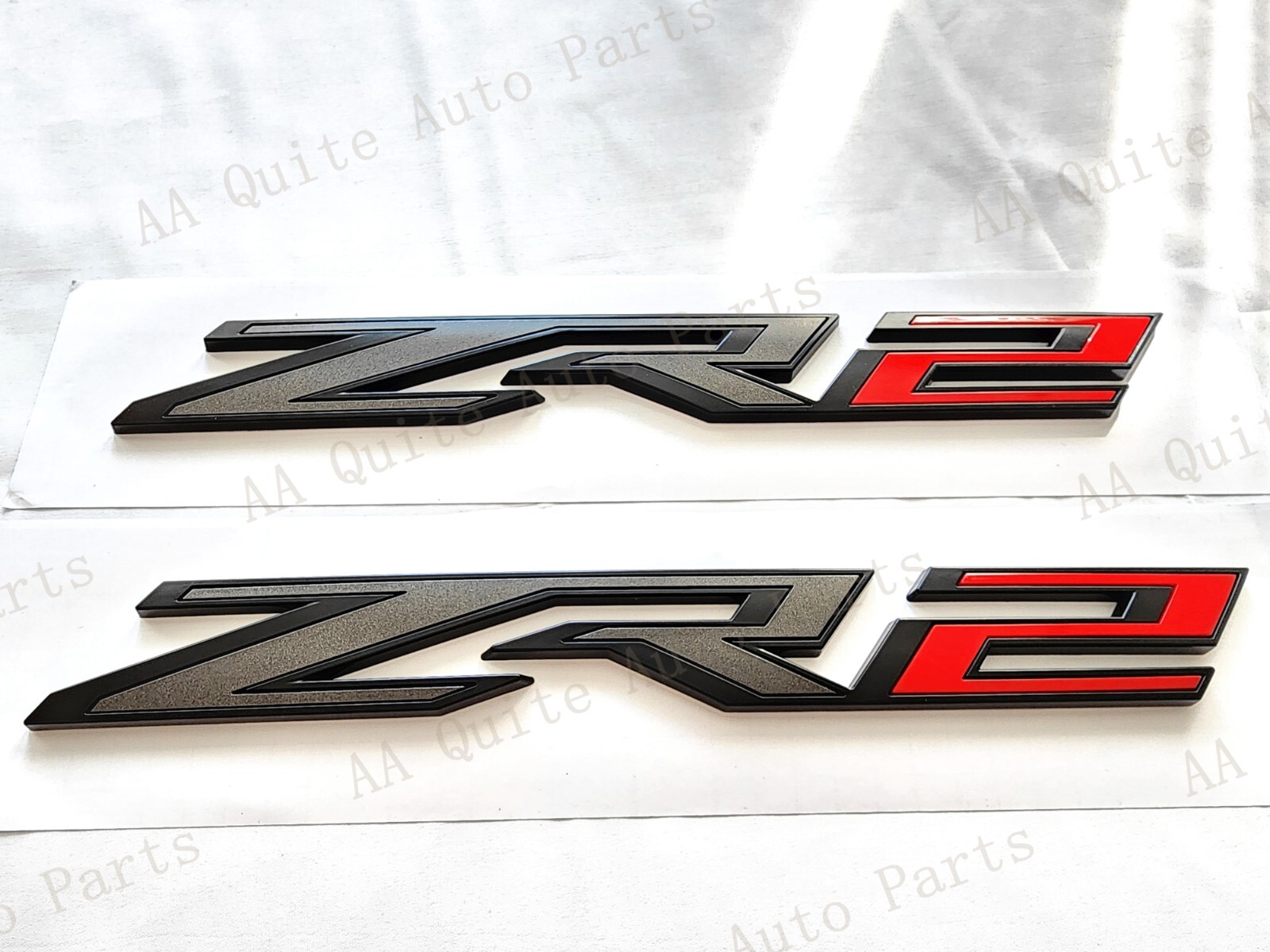 2PCS Matte Black Red Fender ZR2 Emblem Badge Fit 2022-2026 Chevy ...