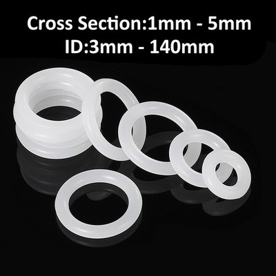 Food Grade Silicone Rubber O Rings Gasket Cross Section 1-5mm ID 3 ...