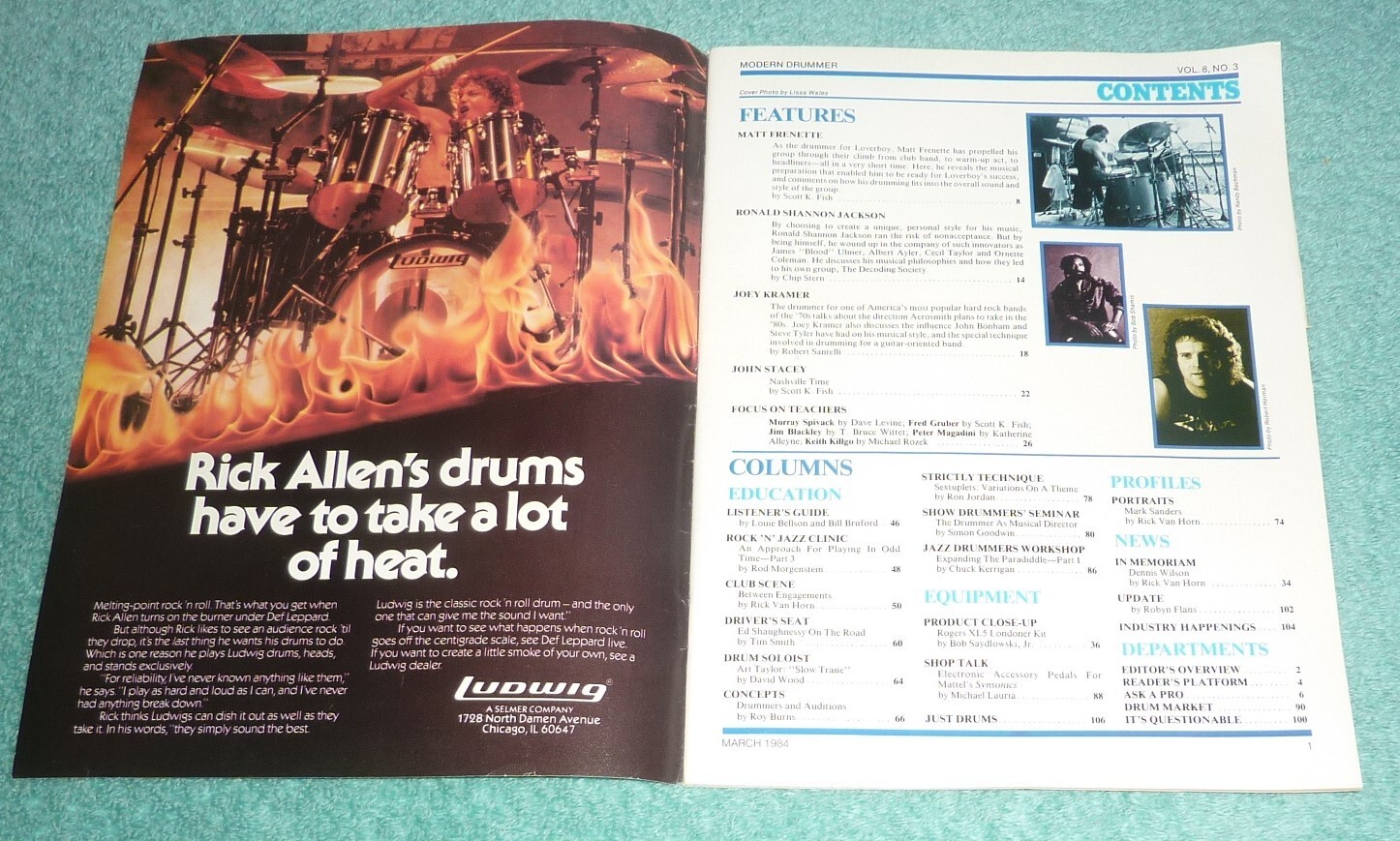 MODERN DRUMMER MAGAZINE / MARCH 1984 / VERY GOOD CONDITION / MATT ...
