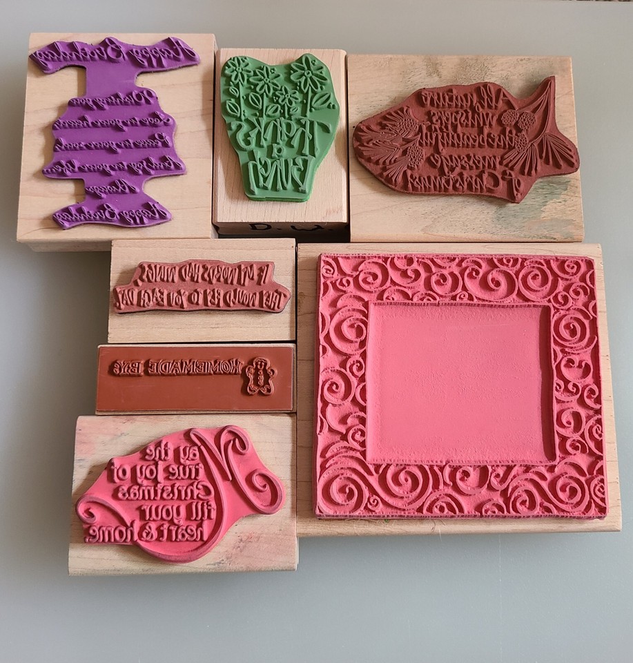 7 - Vintage Rubber Word Stamps Assorted Makers and Sayings | eBay