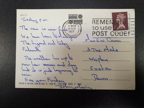 GENEALOGY POSTCARD MRS E W CARR 3 THE MEDE WHIPTON EXETER DEVON | eBay