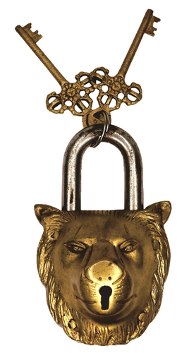 Lion Lock Antique Vintage Style Solid Brass Handcrafted Padlock & Key ...
