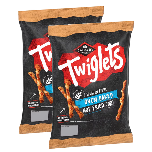 Jacob's Twiglets Sharing Baked Snacks 150g x2 Crunchy Savoury ...