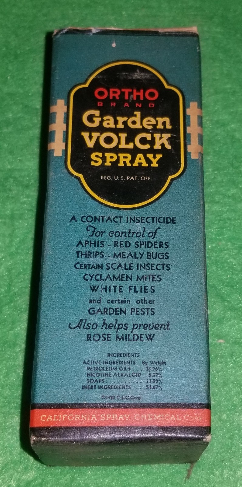 Vintage Glass Bottle With Box Ortho Brand Garden Volck Spray Great ...