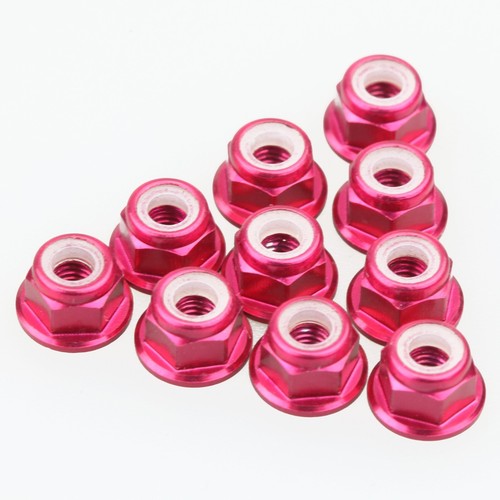 10PCS ALIENTAC Aluminum M3 Red Nylon Hex Insert Flange Collar Self-Lock ...