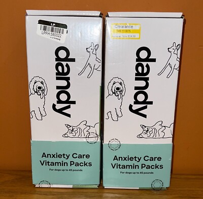 2 Boxes Dandy Anxiety Care Vitamin Packs Small Dogs 45lbs 60 Days Beef ...