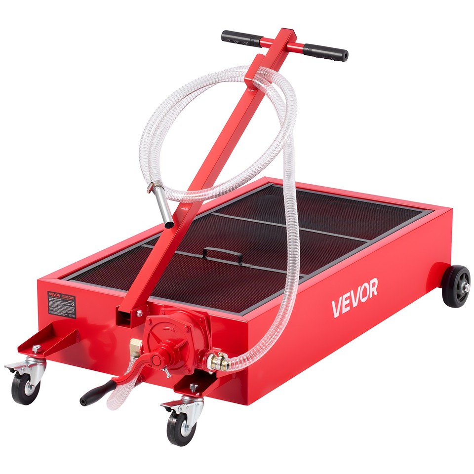 VEVOR Low Profile Oil Drain Pan 75.7 L Oil Drain Cart with Manual Pump ...