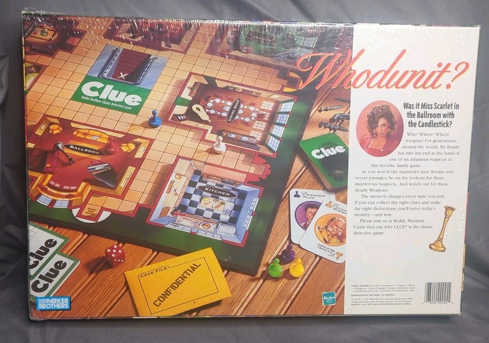 Vintage CLUE Classic Detective Board Game 1998 Parker Brother New ...