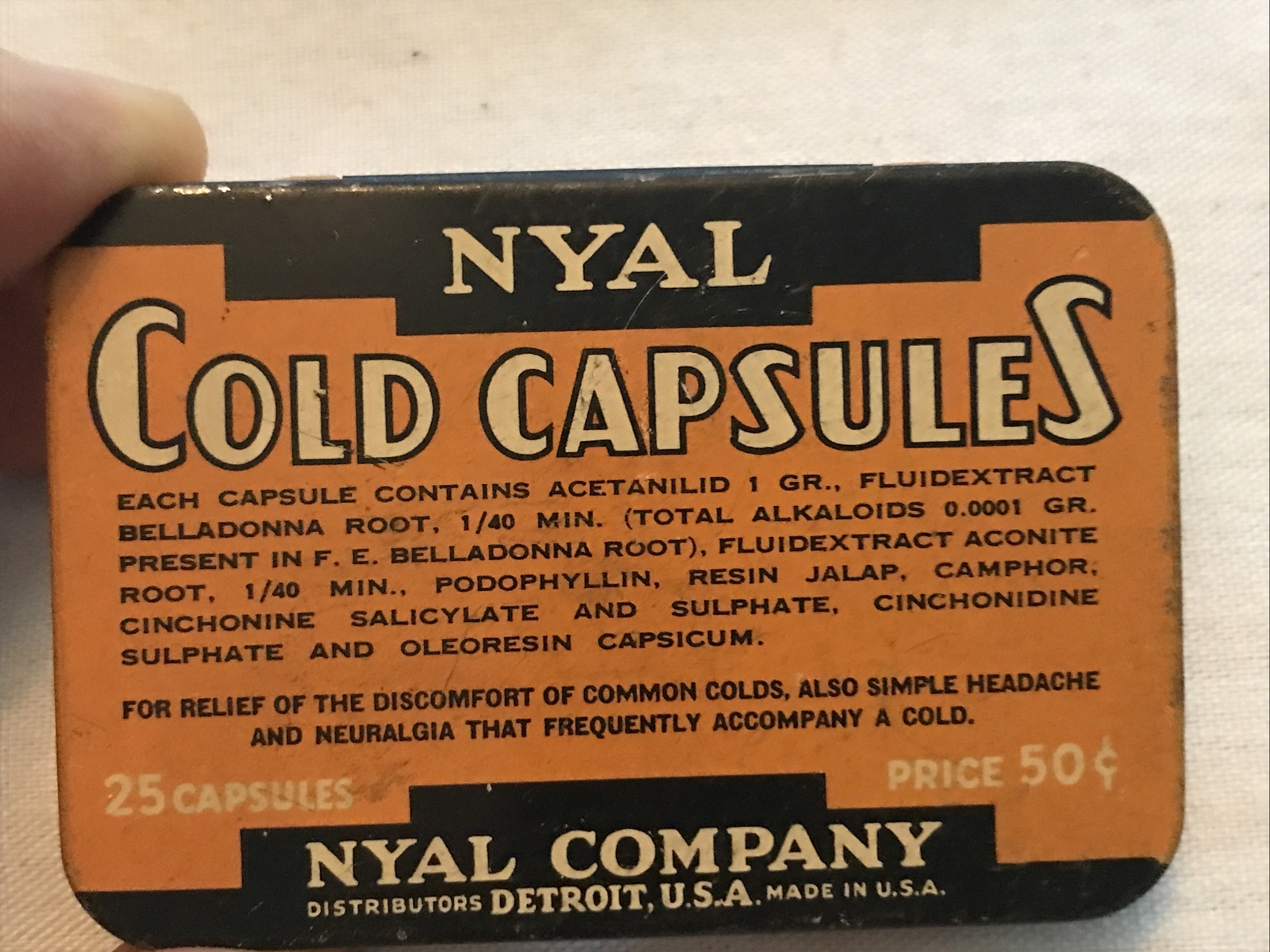 NYAL COLD CAPSULES VINTAGE TIN | eBay