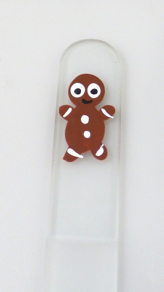 Glass Nail File Gingerbread Man Czech Crystal Hand Painted Medium 5.5 ...