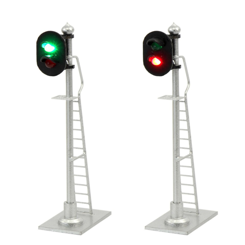 3pcs Model Railroad HO Scale Block Track Signals 2-LEDs Green Red with ...