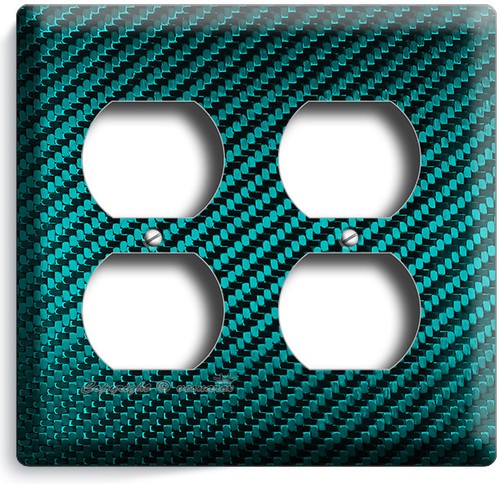 TURQUOISE CARBON FIBER LOOK LIGHT SWITCH OUTLET COVER WALL PLATES ...