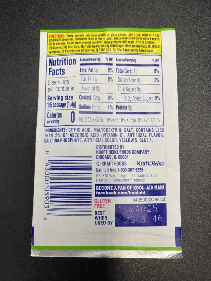 Kool-Aid Green Apple Unsweetened Drink Mix 6.3g Lot Of 10 Packs Exp 3 ...