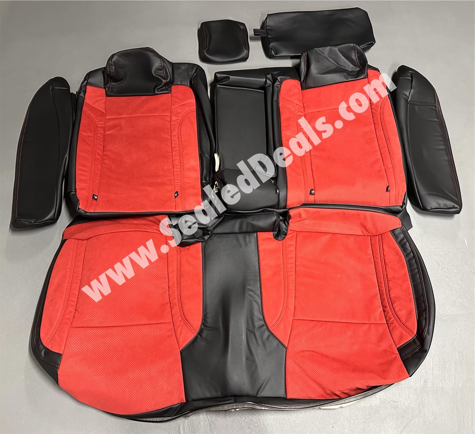 2015-2023 Dodge Charger Scat Pack Black & Red Suede Leather Seat Covers ...
