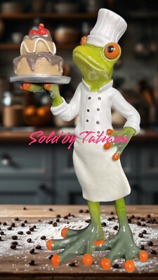 , Kitchen Decor, frog figurine chef cake inside statue 8” | eBay