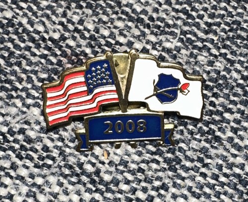 2008 Dual Flag Pin USA & National Law Enforcement Cop Memorial Blue ...