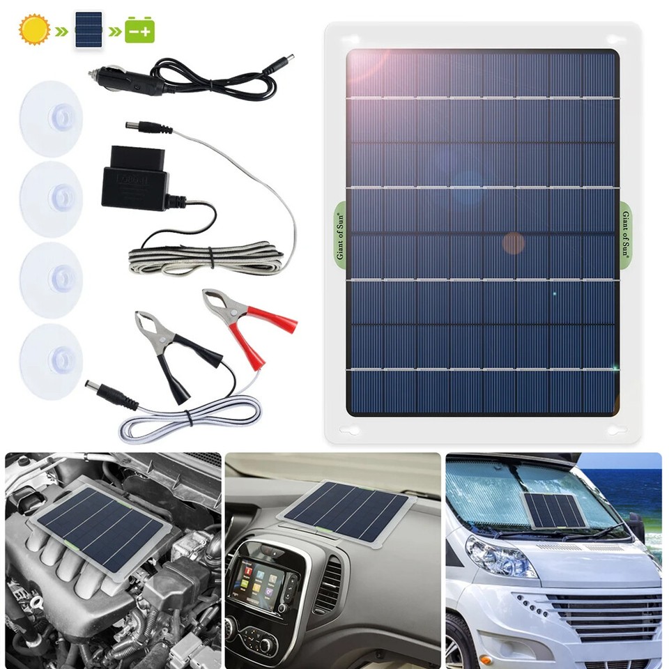 50W Solar Panel Trickle Battery Charger Maintainer For Car RV 12 Volt ...