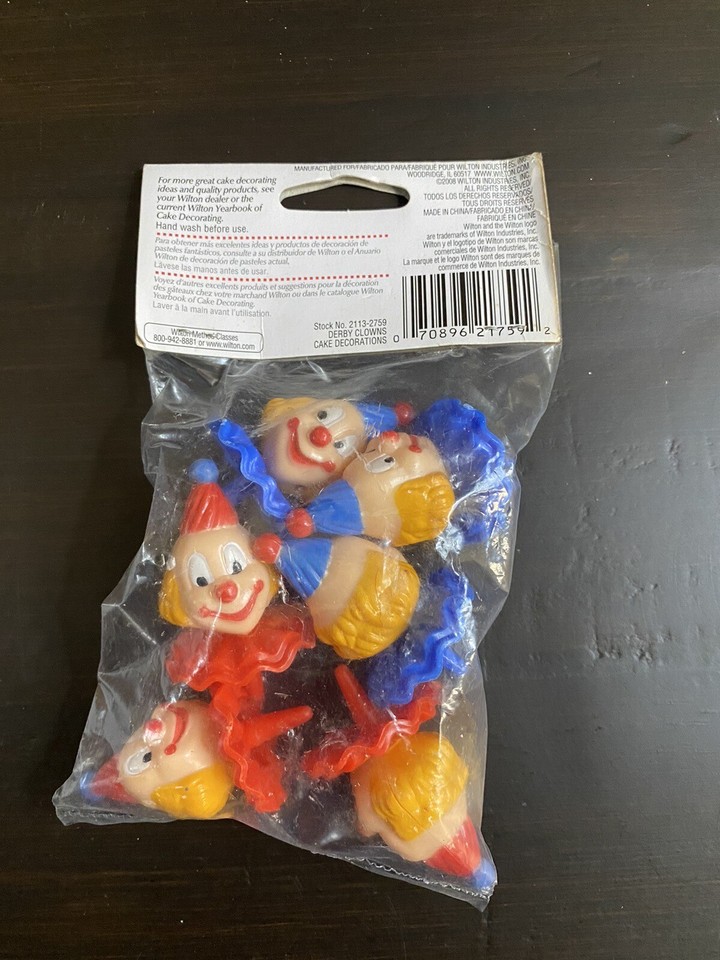 Wilton Derby Clown Cake Picks Sealed Pack Birthday Carnival Cupcakes | eBay